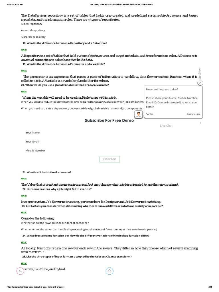 25+ Tricky SAP BODS Interview Questions 3 | PDF | Subroutine | Metadata
