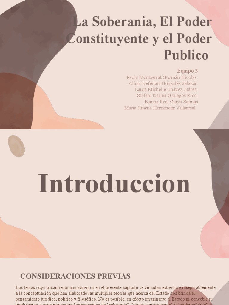 La Soberania, El Poder Contituyente y El Poder Publico | PDF | Estado ...