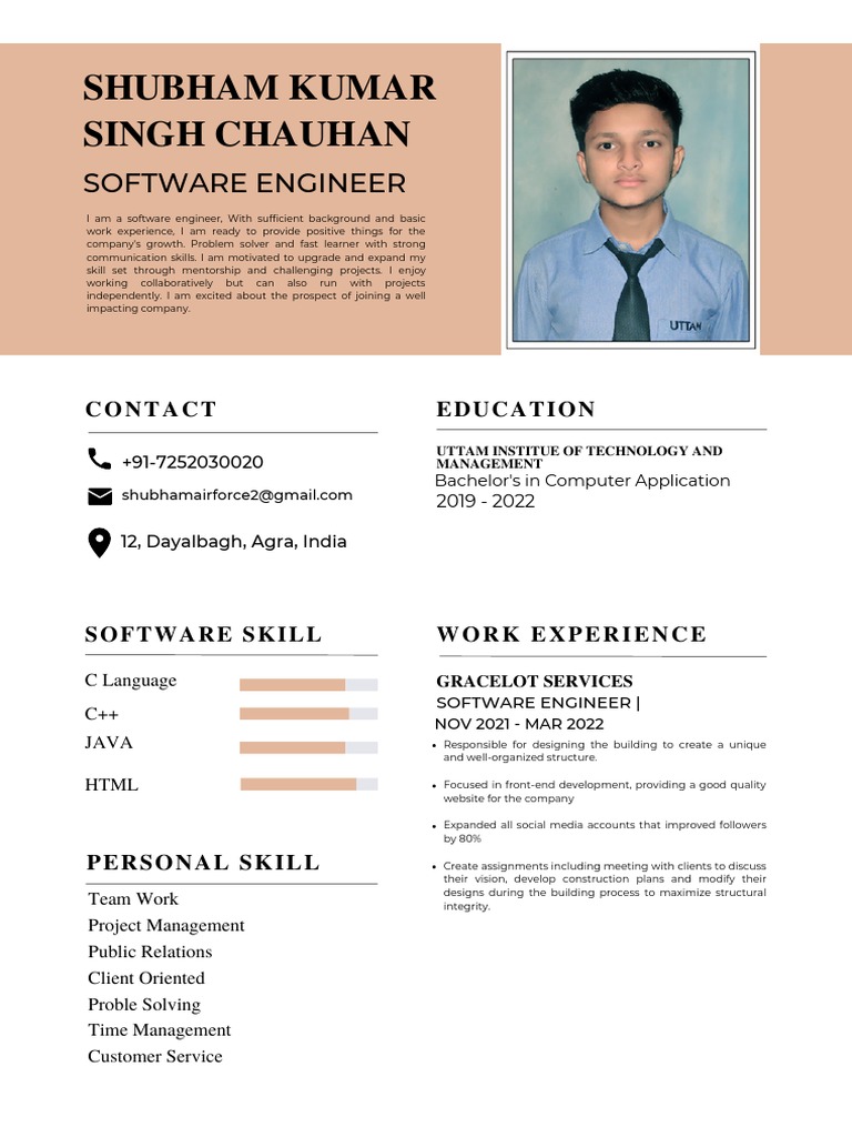 Shubham Kumar Singh Chauhan: Software Engineer | PDF | Computing