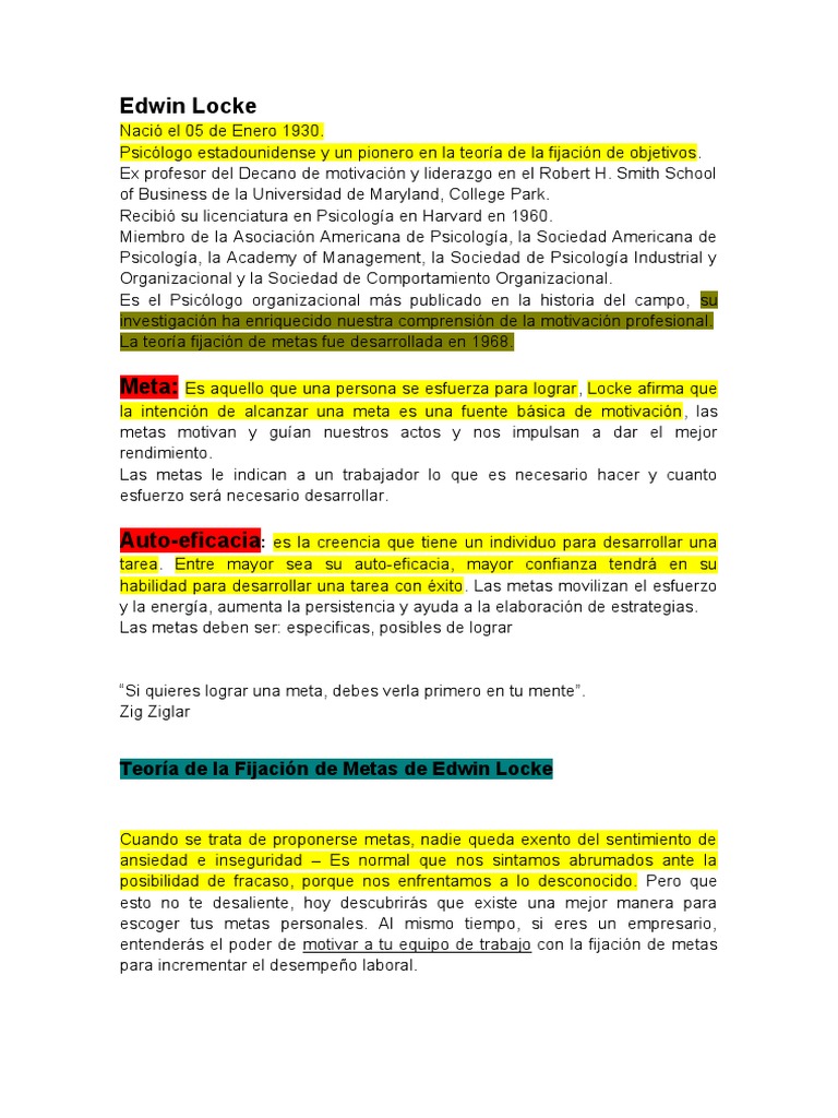 Edwin Locke | PDF | Objetivo | Ciencia cognitiva