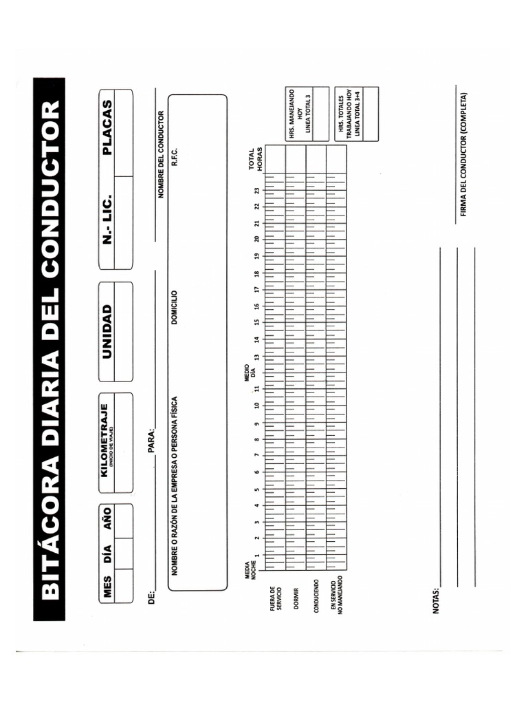Bitacora para Chofer de Trailer | PDF