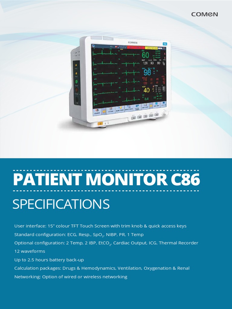 Patient Monitor C86: Specifications | PDF | Blood Pressure | Electrocardiography