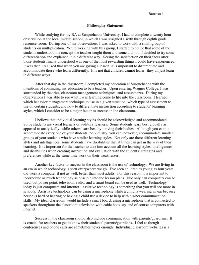 Philosophy | PDF | Learning Styles | Classroom