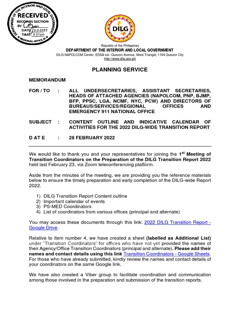 Memo PS Content and Outline | PDF