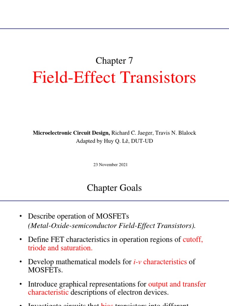 Field-Effect Transistors: Microelectronic Circuit Design, Richard C ...