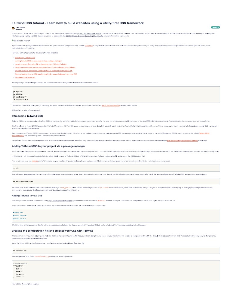 Tailwind Css Framework | PDF