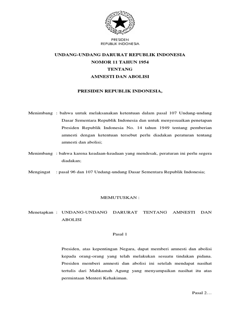 UU Darurat Nomor 11 Tahun 1954 | PDF