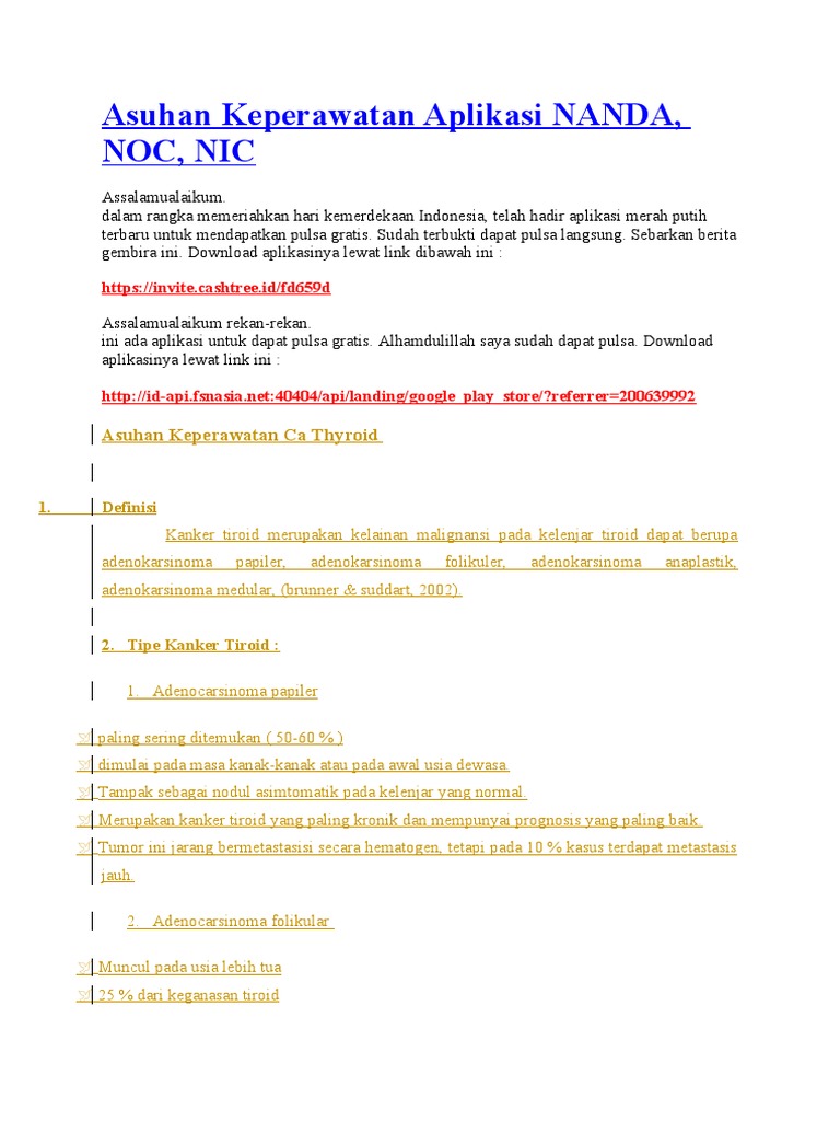 Asuhan Keperawatan Aplikasi NANDA, Noc, Nic | PDF