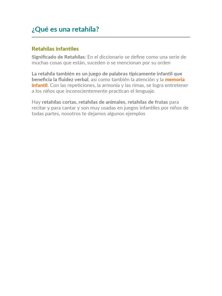 Qué Es Una Retahíla | PDF