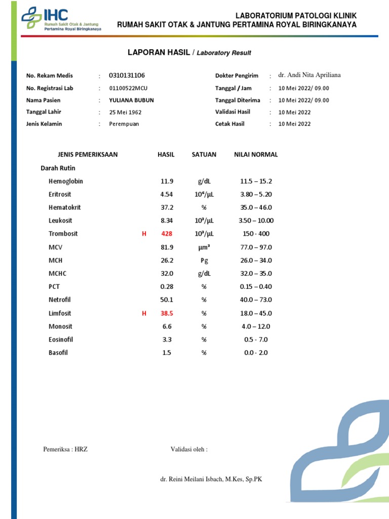 Hasil Laboratorium Yuliana Bubun | PDF