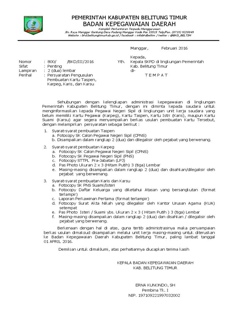 Syarat 2 Karpeg, Karis Dan Karsu SUCI | PDF