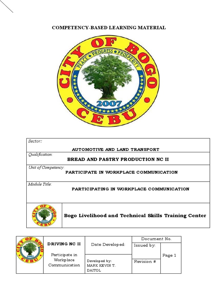 CBLM-Participate in Workplace Communication | PDF | Communication | Turbocharger