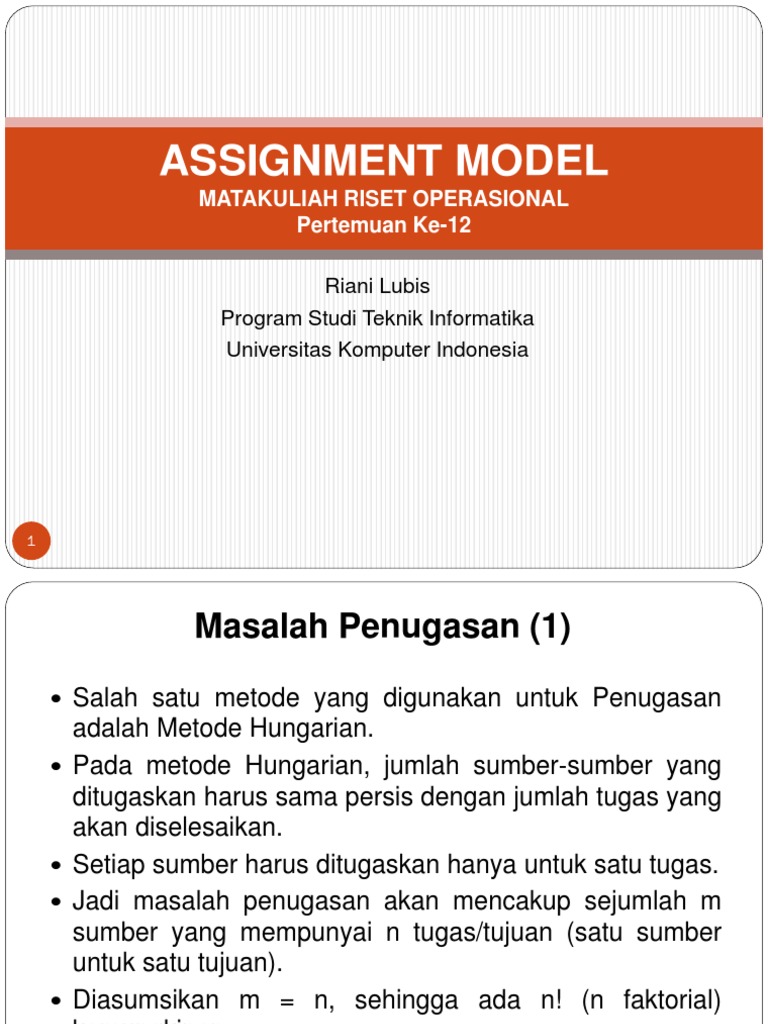 METODE HUNGARIAN DALAM MASALAH PENUGASAN | PDF
