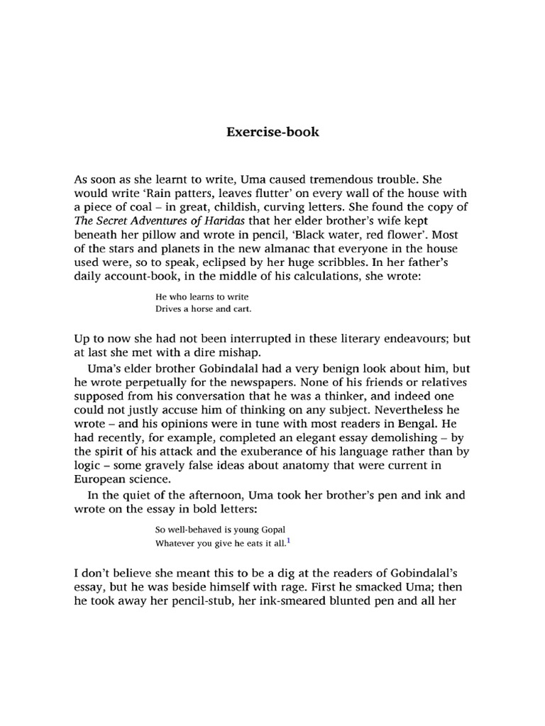 EXERCISE BOOK by RABINDRANATH TAGORE | PDF