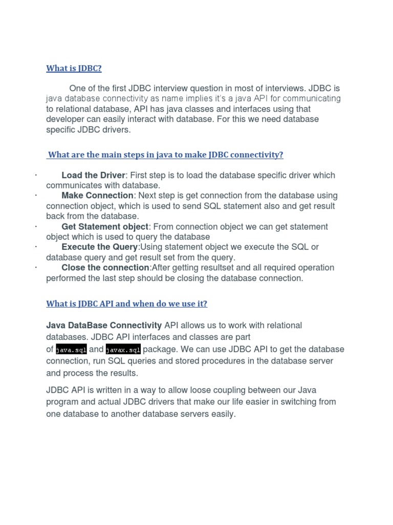 What Is JDBC?: Java Database Connectivity Api Allows Us To Work With ...