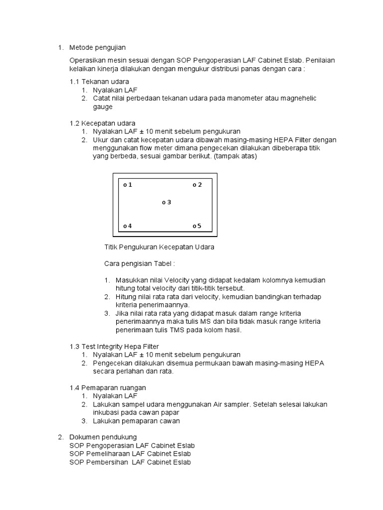 Metode Pengujian Kualifikasi LAF | PDF