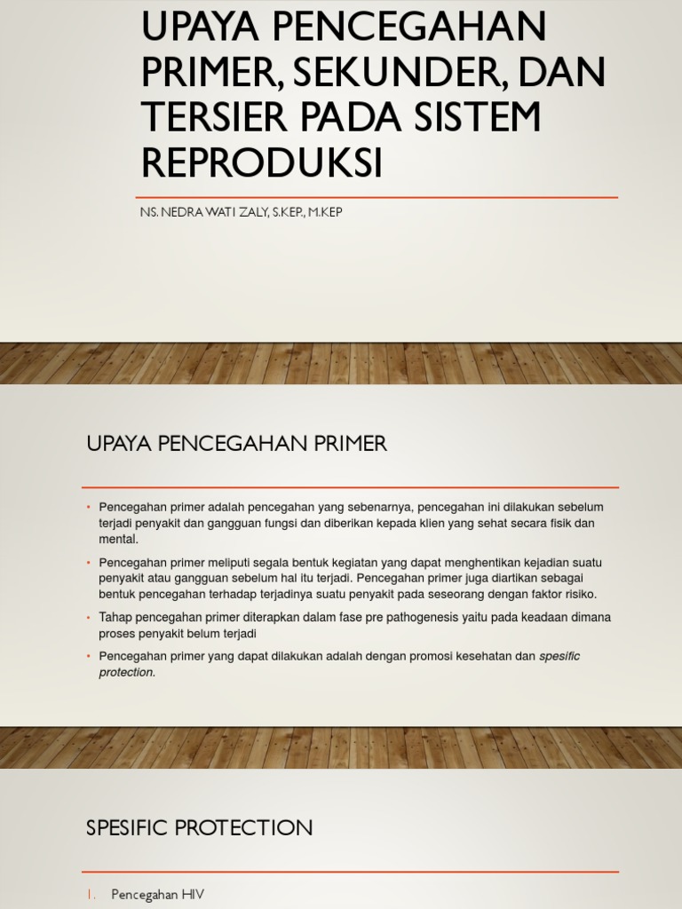 Upaya Pencegahan Primer, Sekunder Dan Tersier Sistem Reproduksi | PDF ...