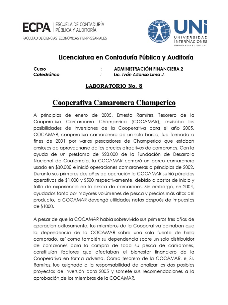Laboratorio No 8 Administración Financiera 2 LCPA | PDF | Economias