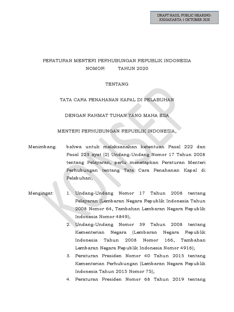 RPM Tata Cara Penahanan Kapal Di Pelabuhan-18 Feb 2021 | PDF