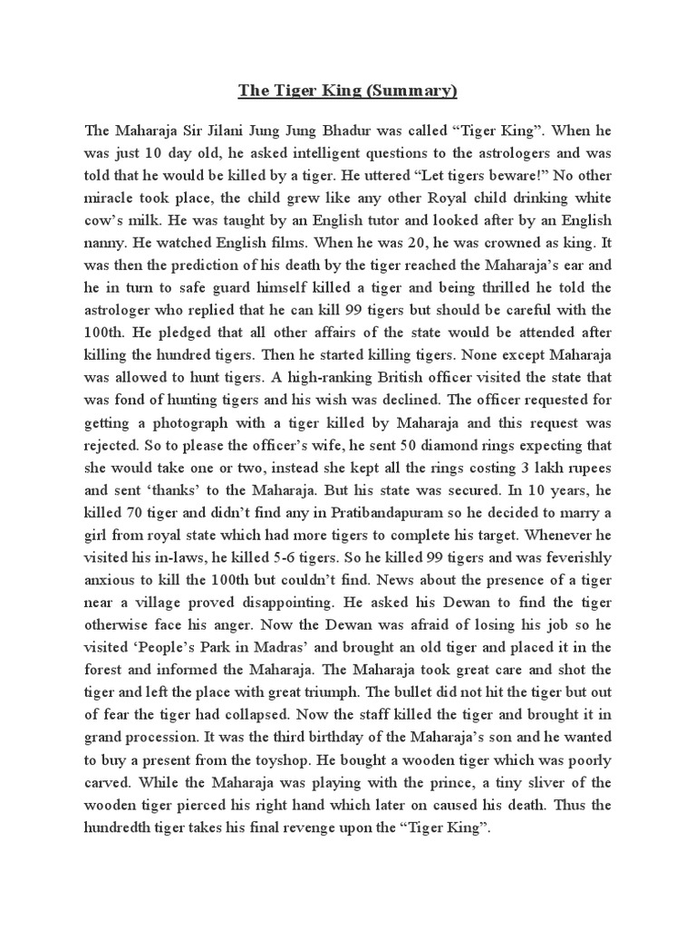 The Tiger King (Summary) | PDF