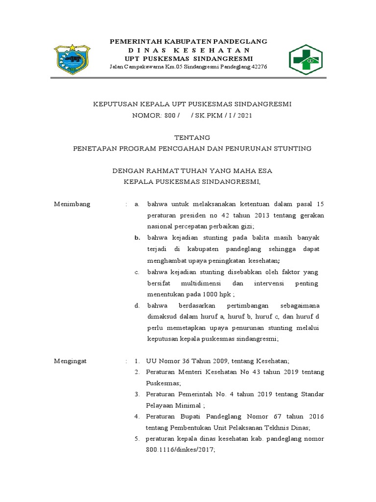 SK Program Pencegahan Dan Penurunan Stunting | PDF