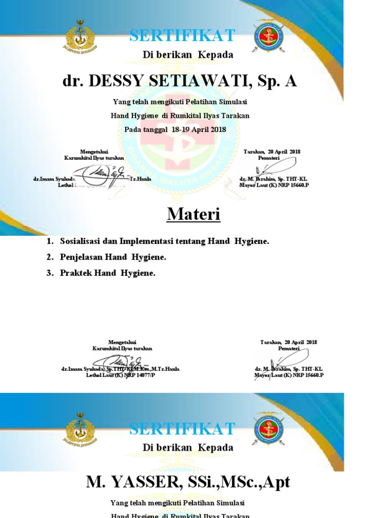 SERTIFIKAT HAND HYGIENE Ok | PDF