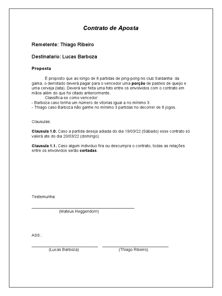 Contrato de Aposta | PDF
