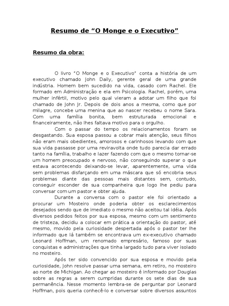 Resumo de - O Monge e o Executivo | PDF | Poder (social e político) | Amor