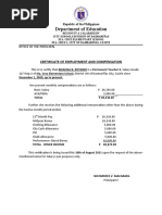 Certificate of Employment and Compensation Template | PDF