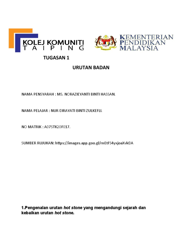 Tugasan 1 Urutan Badan | PDF