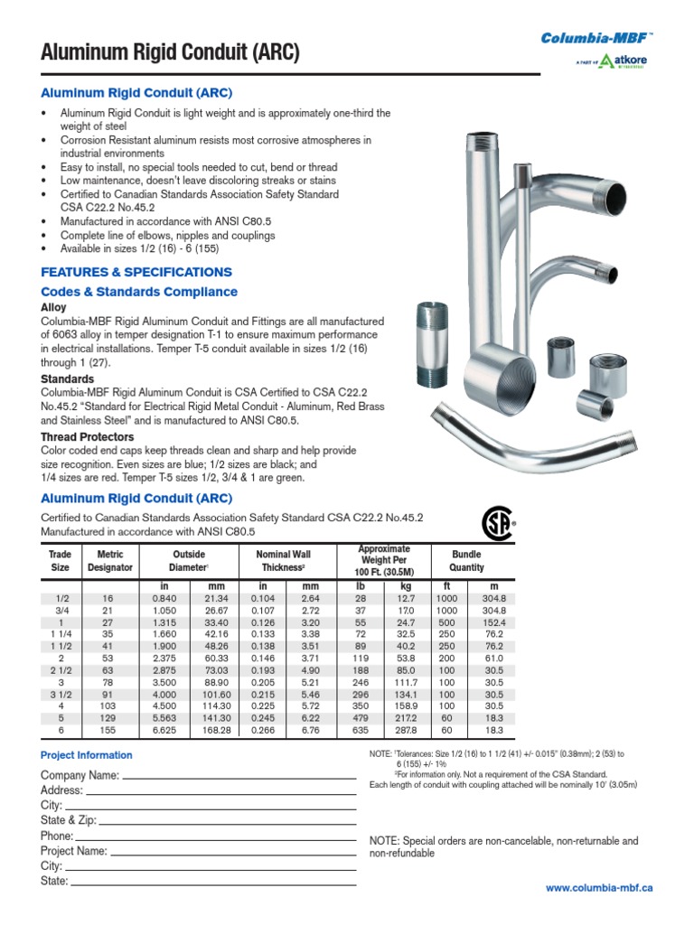 Arc Aluminum Conduit Couplings Elbows | PDF | Pipe (Fluid Conveyance ...