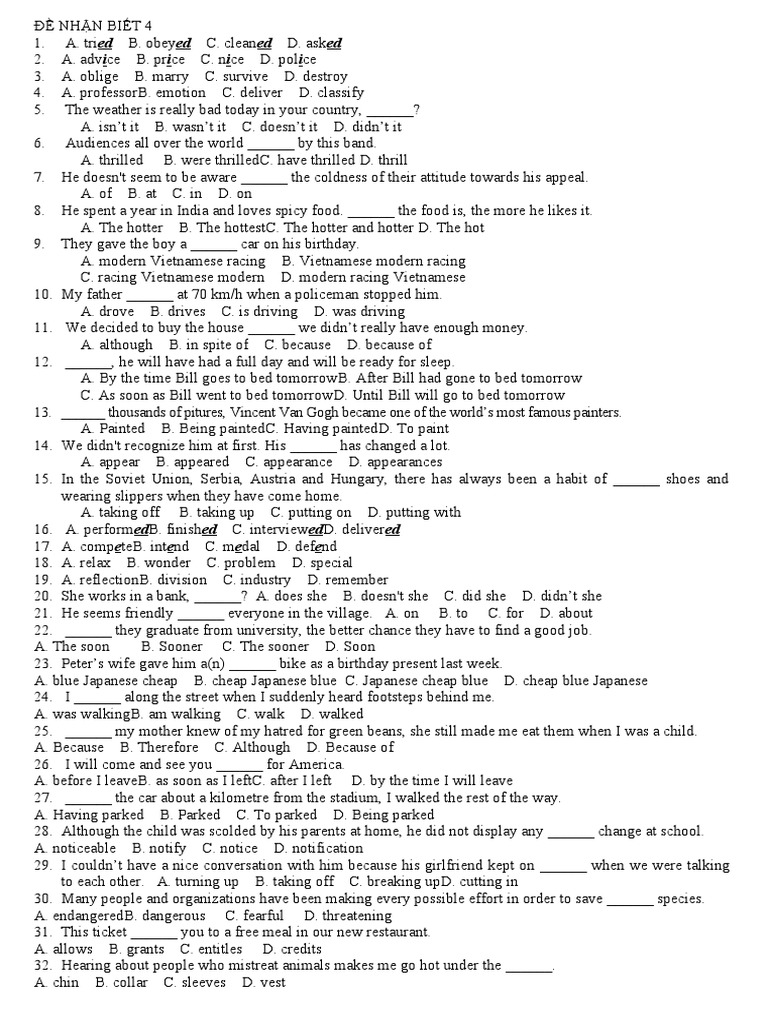 Analysis of a Vietnamese Language Proficiency Exam containing Multiple Choice Questions Covering ...