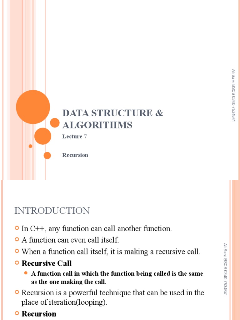 Data Structure And Algorithms Recursion Pdf Subroutine Function Mathematics
