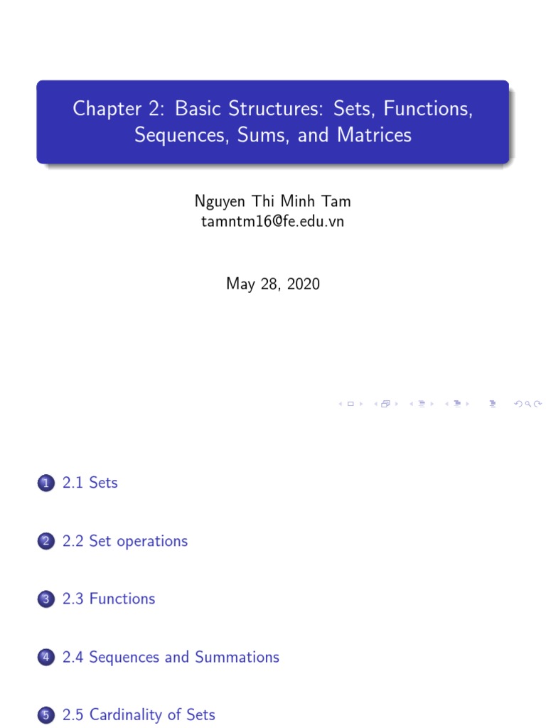 Chapter 2: Basic Structures: Sets, Functions, Sequences, Sums, and ...