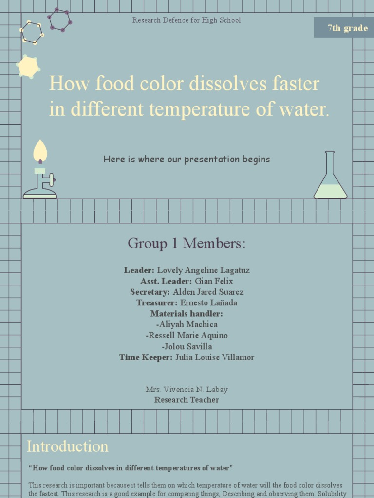 Research Defence For High School - 7th Grade - How Food Colors ...