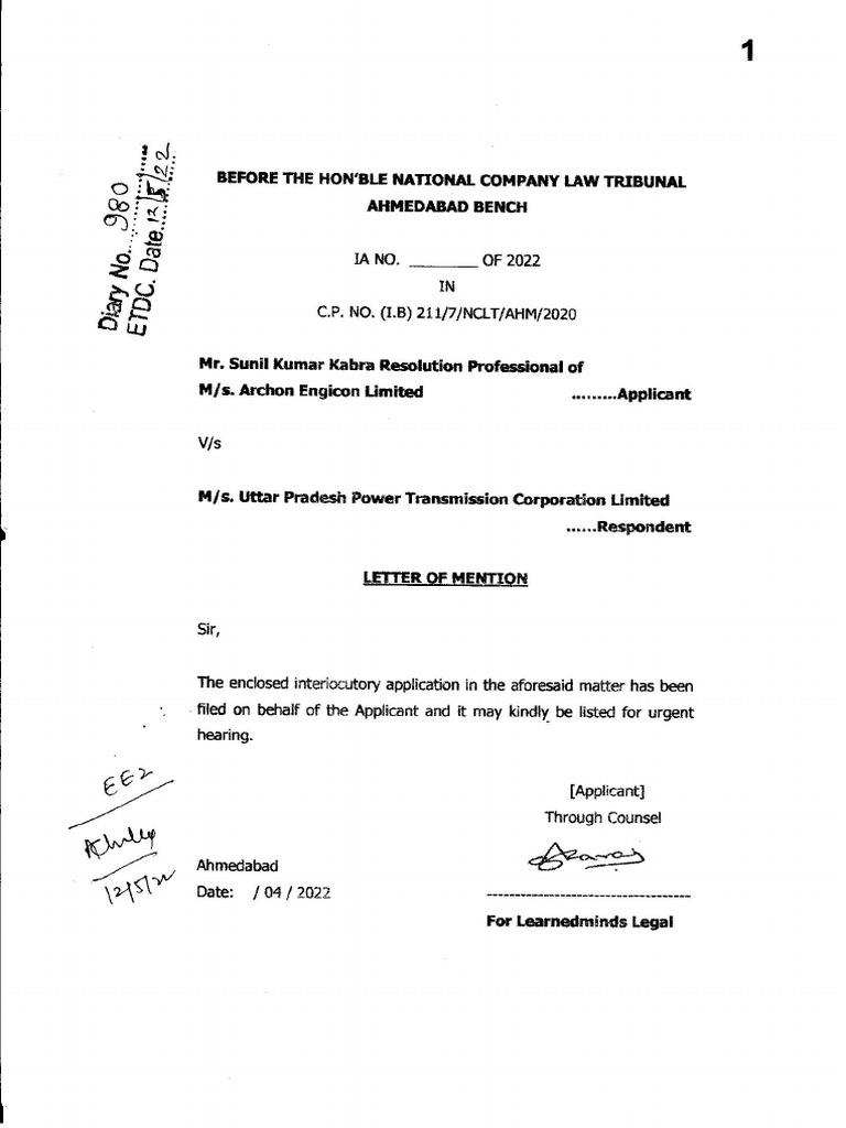 NCLT Petition | PDF