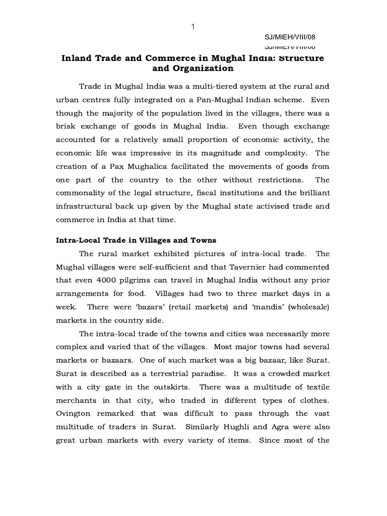Inland Trade & Commerce | PDF | Mughal Empire | Trade