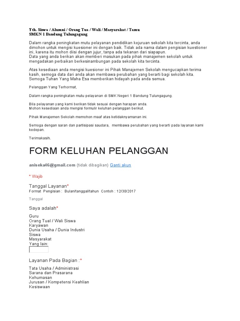 Kuesioner Kepuasan SMKN 1 Bandung | PDF | Karier & Perkembangan | Ilmu ...