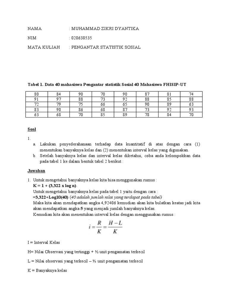 Tugas 1 Pengantar Statistik | PDF
