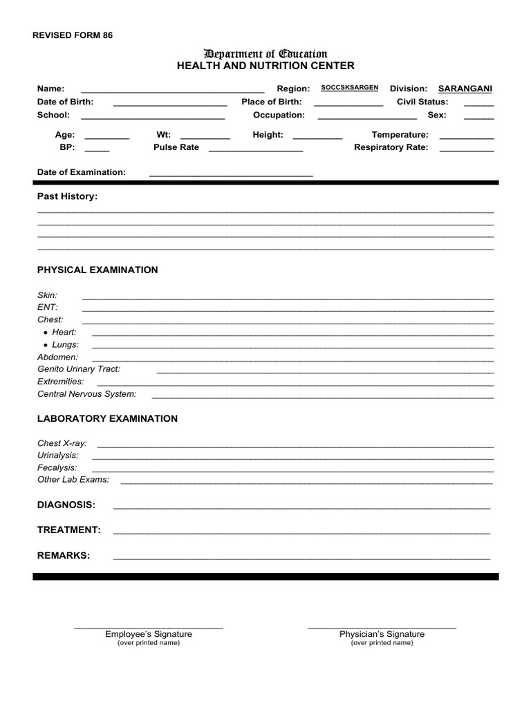 CS FORM 86 Medical Certificate 1 1 | PDF | Physical Examination ...