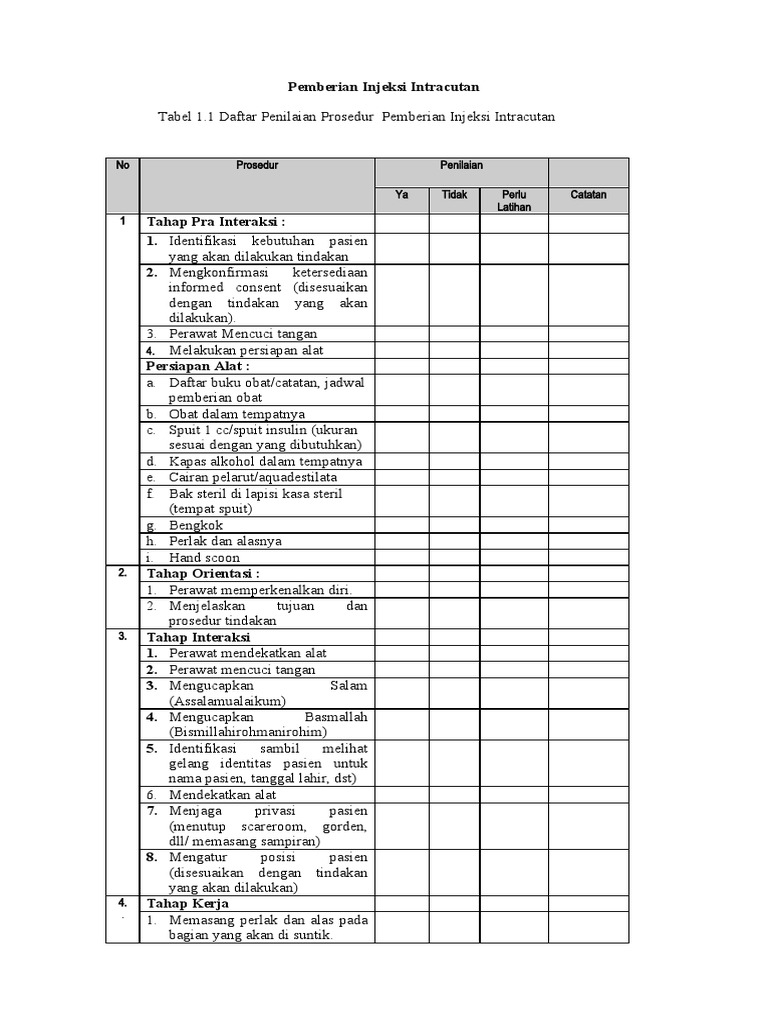 Prosedur Injeksi Intracutan, Subkutan, Intravena | PDF | Pengembangan ...