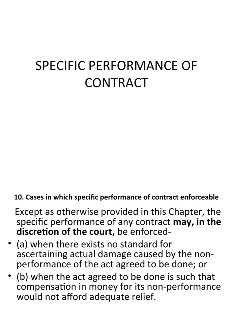 Specific Performance of Contract | PDF | Damages | Breach Of Contract