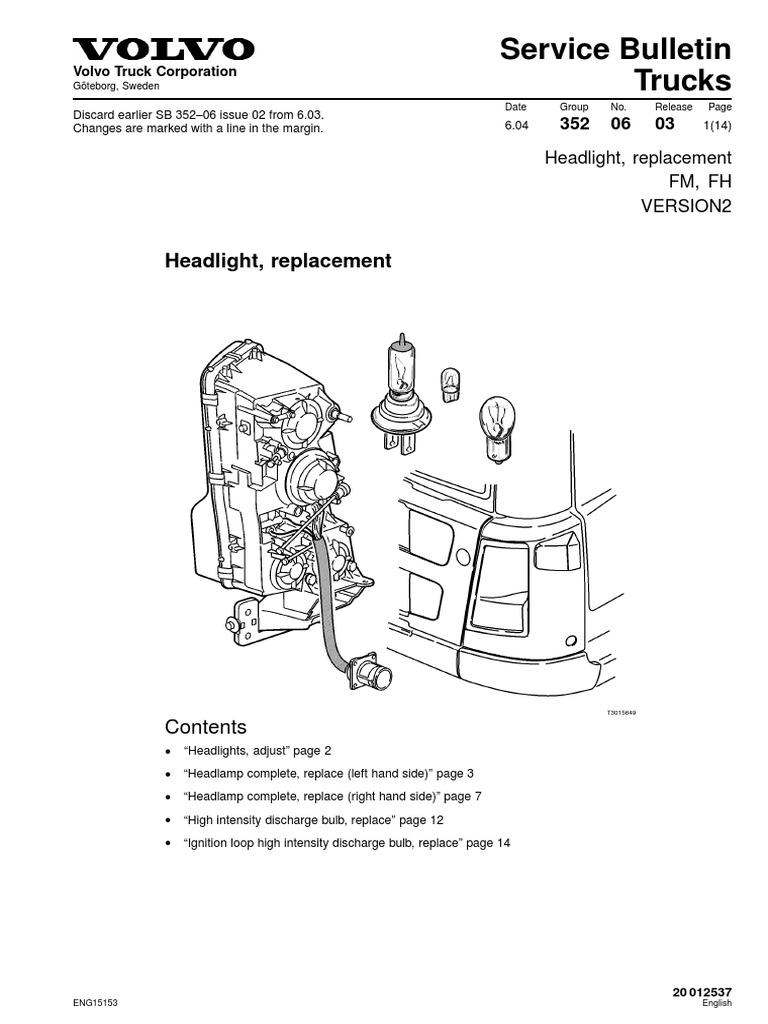 Volvo Truck Headlight Replacement Guide | PDF | Headlamp | Light
