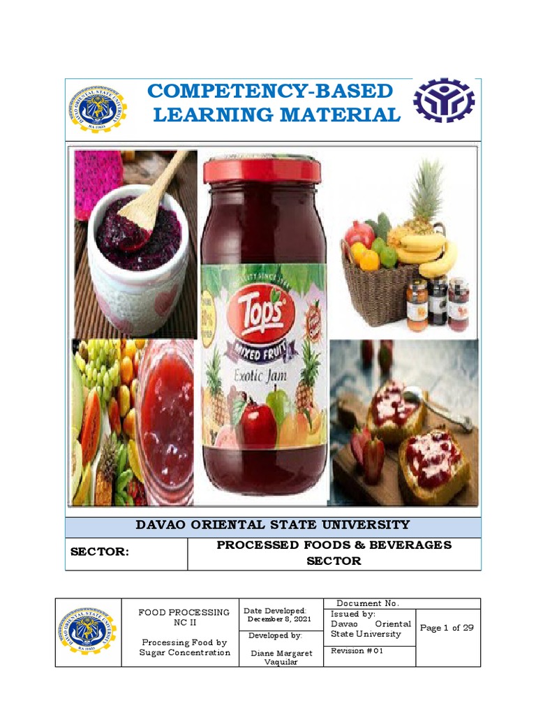 CBLM Sample | PDF | Fruit Preserves | Food Preservation