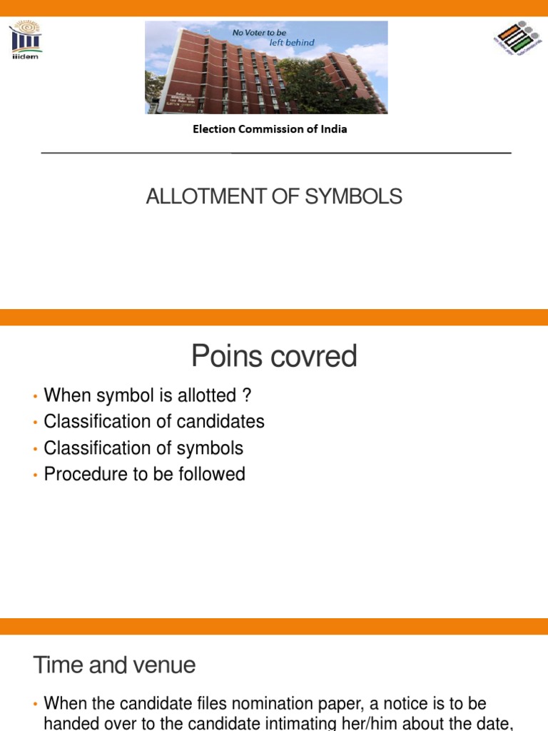 Allotment of Symbols: Election Commission of India | PDF | Public Law ...