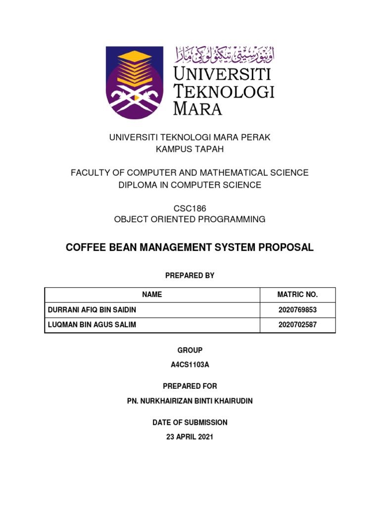 Coffee Bean Management System Proposal (Report) | PDF | Business