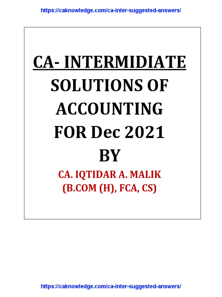 CA Inter Accounting Solutions Dec 2021 | PDF | Equity (Finance) | Inventory