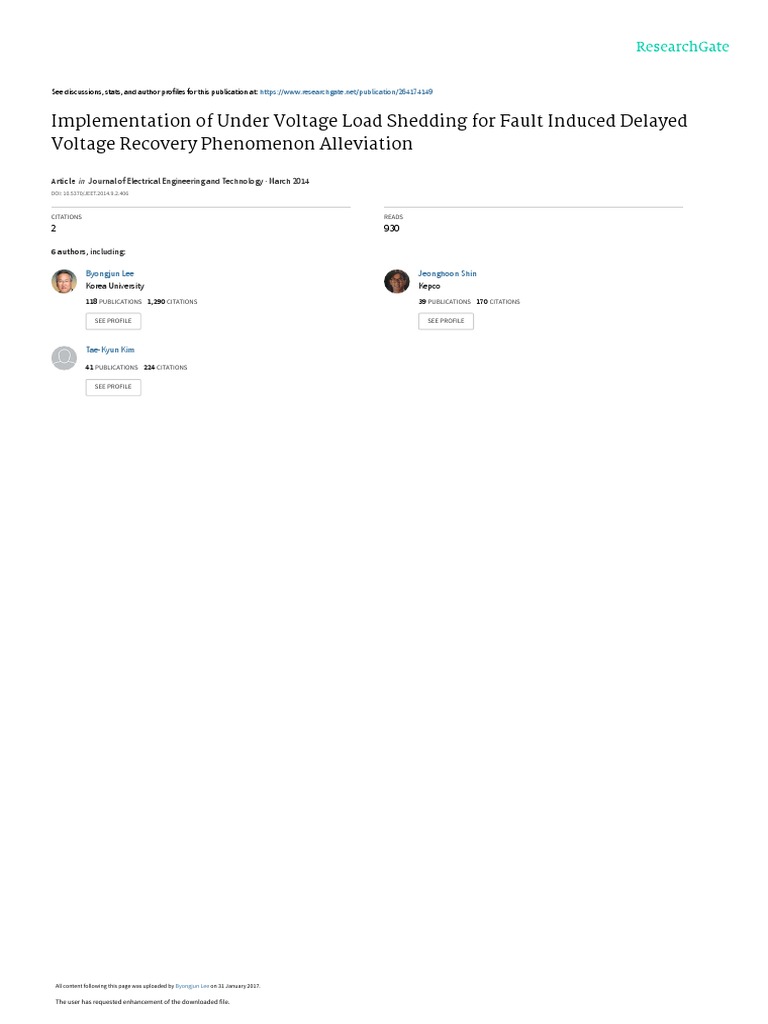 Implementation of Under Voltage Load Shedding For | PDF | Electric ...