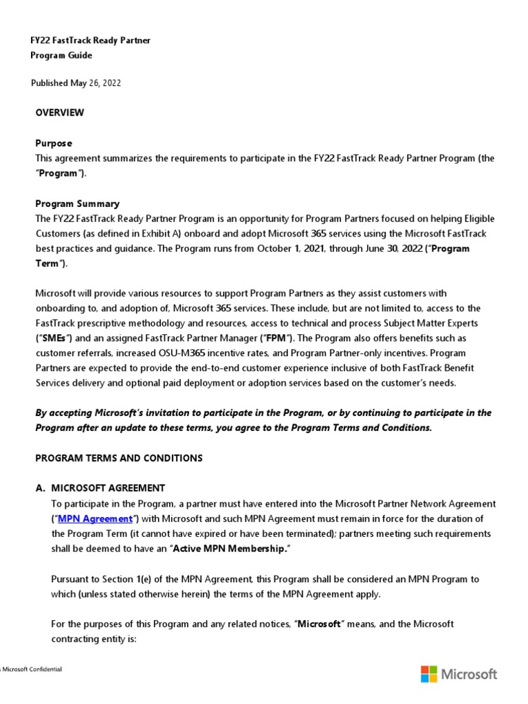 May 2022 FY22 FastTrack Ready Partner Program Agreement | PDF | Voucher ...