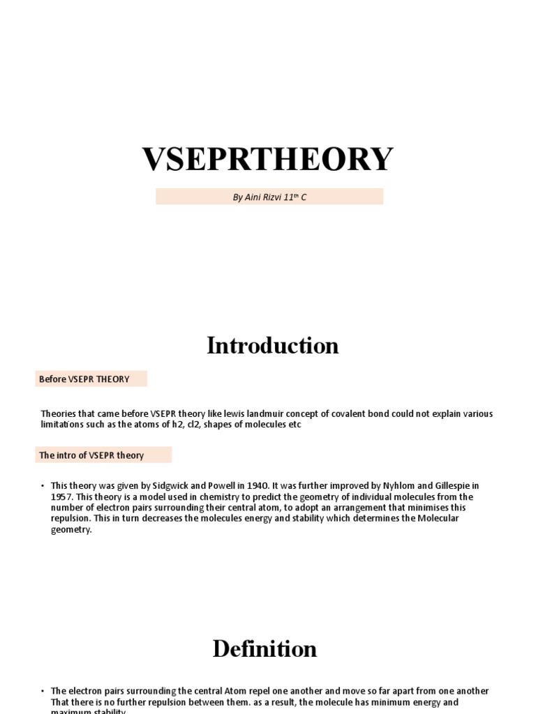 Chemistry PPT Project VSPER THEORY | PDF | Chemical Bond | Molecules